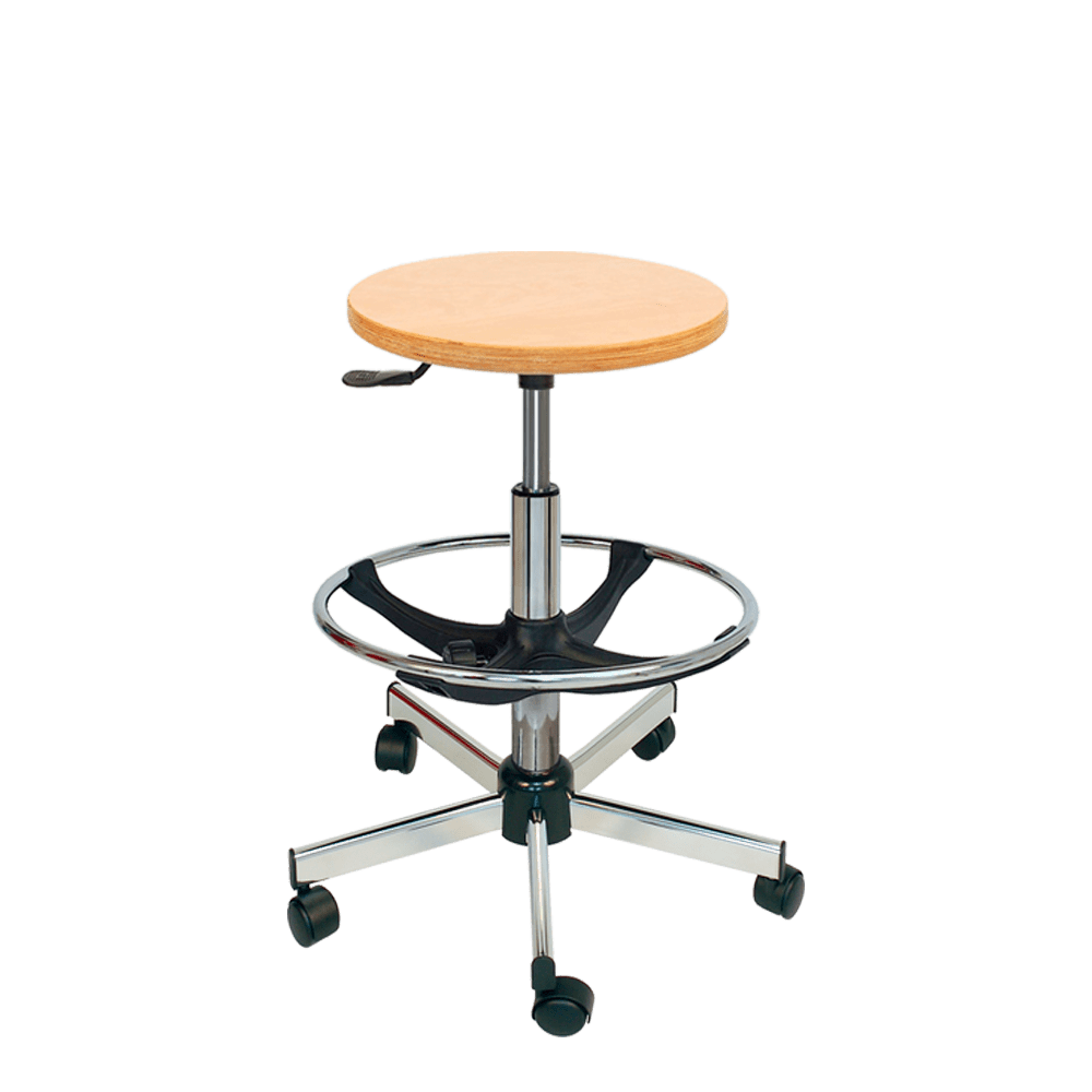 Tabouret bois roulette à pied chrome personnalisable | Navailles